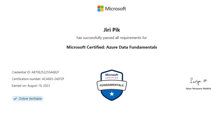 Certifications - Jiri Pik